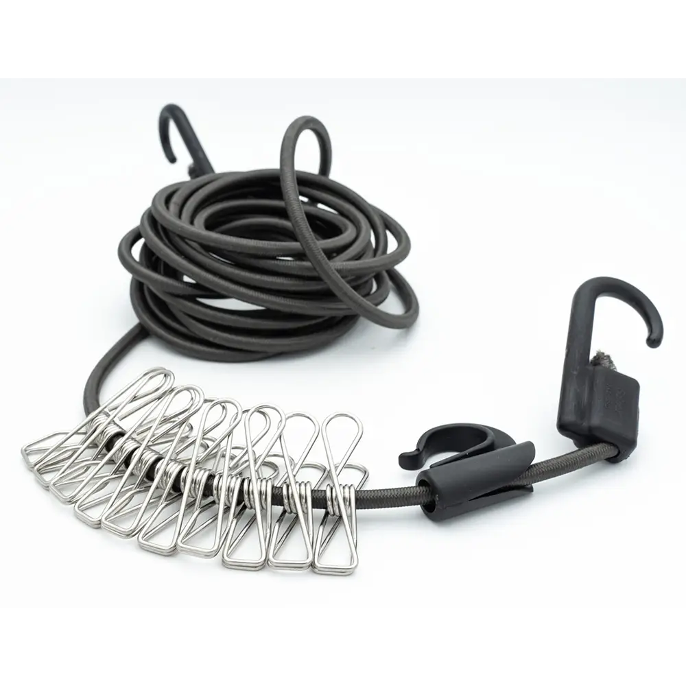 3m Bungee/Shock Cord Camping Adjustable Clothesline - Chains Ropes Anchors